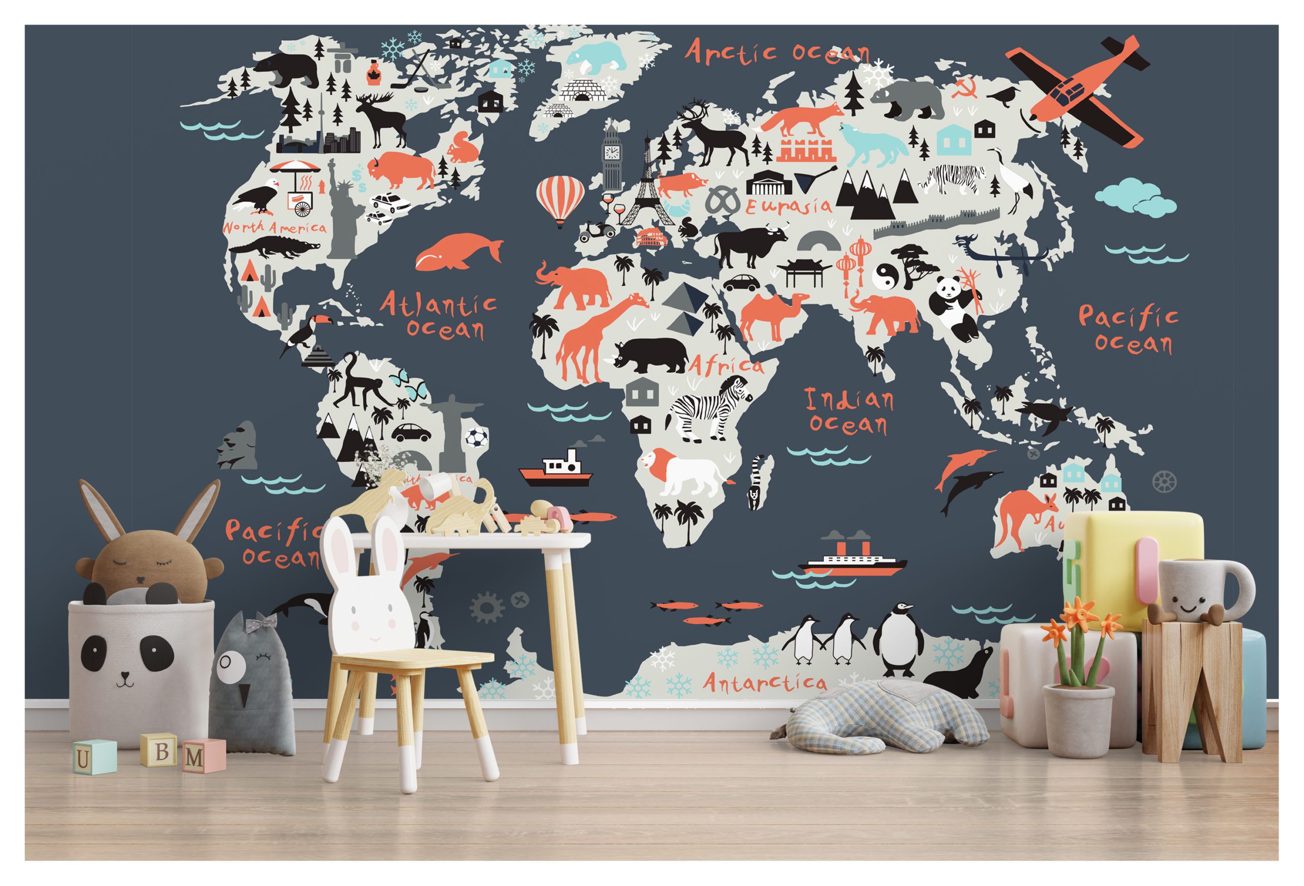 World Map Mural - Kids | Staab Decor